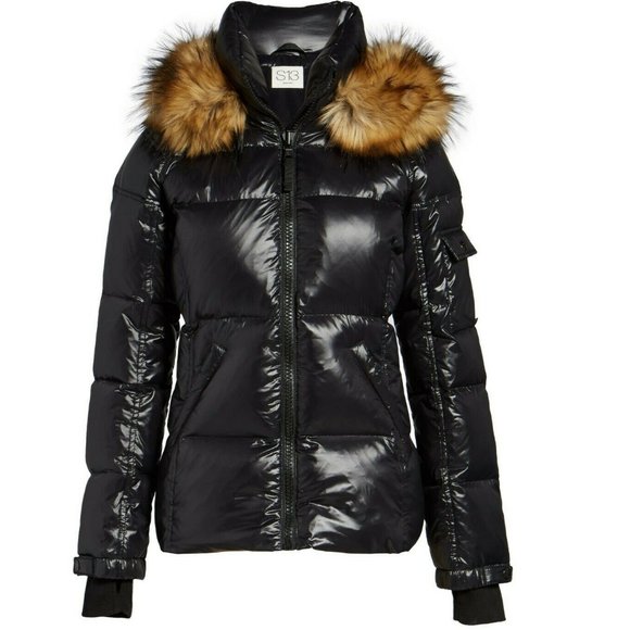 S13 | Jackets & Coats | S3 Nyc Kylie Faux Fur Trim Gloss Puffer Jacket ...